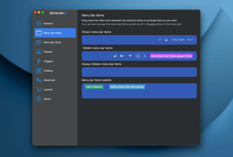 Bartender 6 Mac 菜单栏图标管理工具软件丨中文网站正版购买 – Bartender 是一款 macOS 菜单栏管理工具，它通过快速访问、自定义样式、分组、预设、触发器等功能，帮助 ...