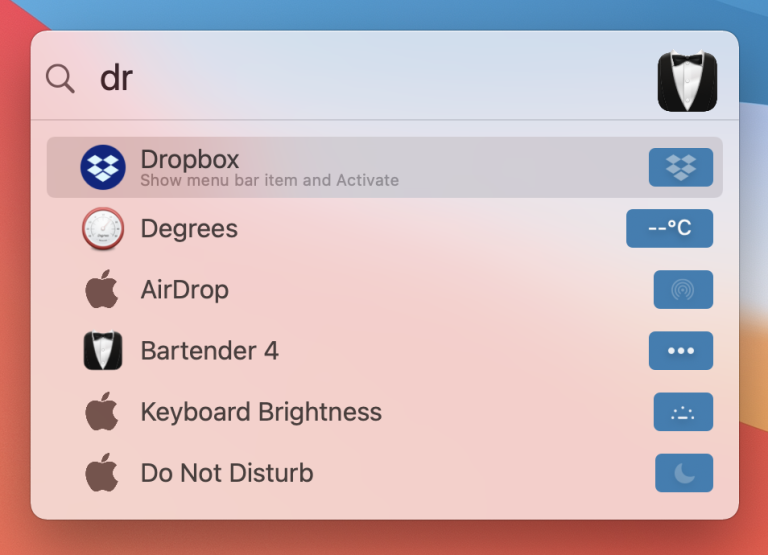 Bartender 6 Mac 菜单栏图标管理工具软件丨中文网站正版购买 – Bartender 是一款 macOS 菜单栏管理工具，它通过快速访问、自定义样式、分组、预设、触发器等功能，帮助 ...